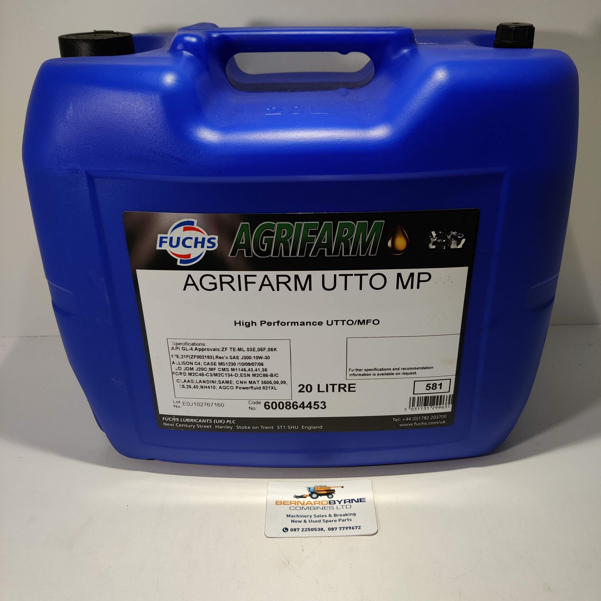 FUCHS AGRIFARM UTTO 10w30 OIL - Bernard Byrne Combines
